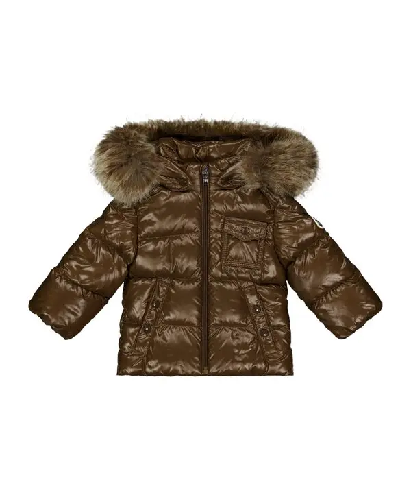 Moncler Zipup Puffer Coat - Brown