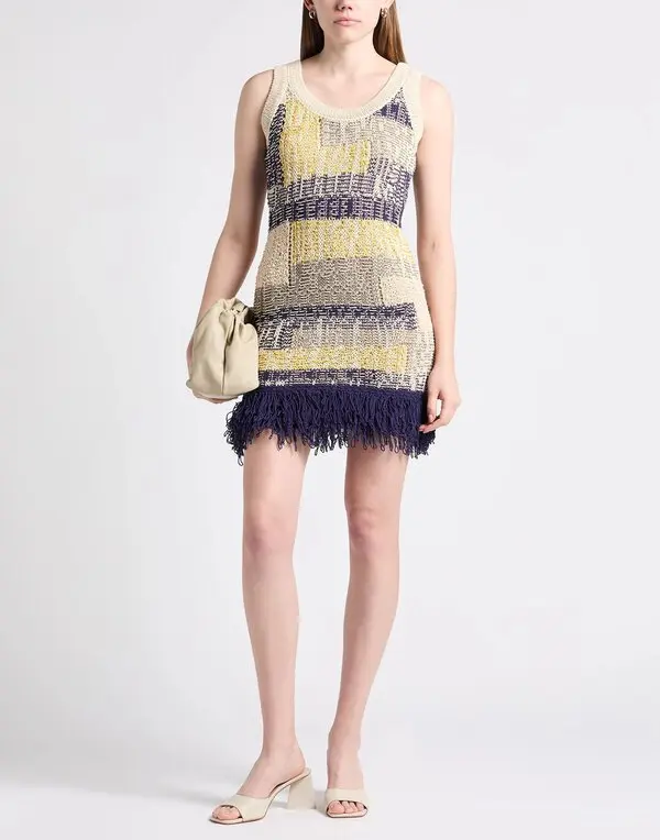 Sportmax Multicolor Jacquard Knit Fringe Dress