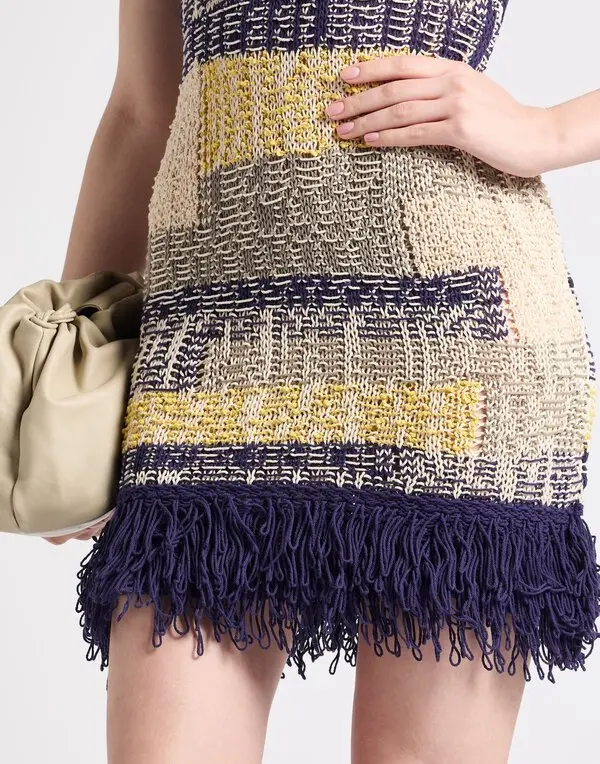 Sportmax Multicolor Jacquard Knit Fringe Dress