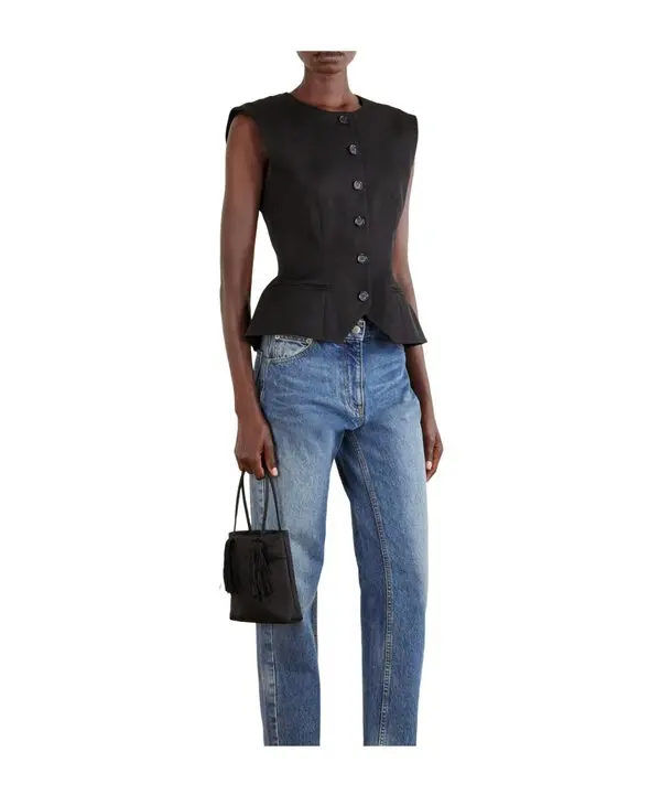 Magda Butrym Silk And Cashmere-blend Crepe Vest - Black
