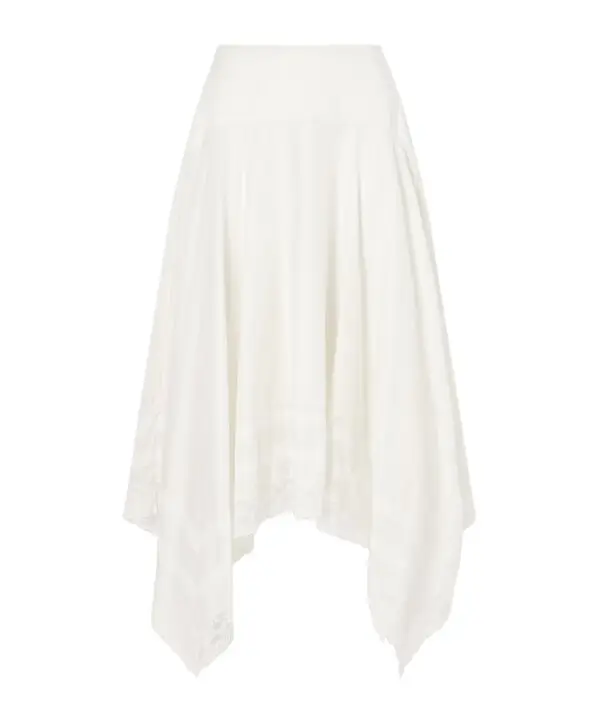 Staud Ainsley Asymmetrical Lace Trim Midi Skirt - Ivory