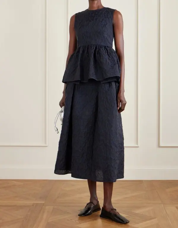 Cecilie Bahnsen Floral-jacquard Midi Skirt - Black