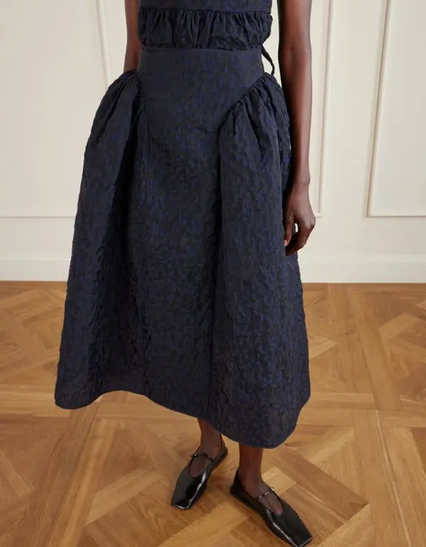 Cecilie Bahnsen Floral-jacquard Midi Skirt - Black
