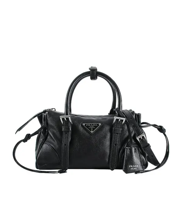 Prada Small Zippered Shoulder Bag - Black