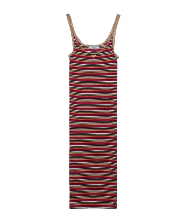 Prada Striped Cotton Dress - Blue/red