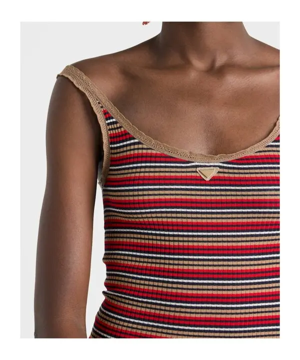 Prada Striped Cotton Ribbed Knit Dress