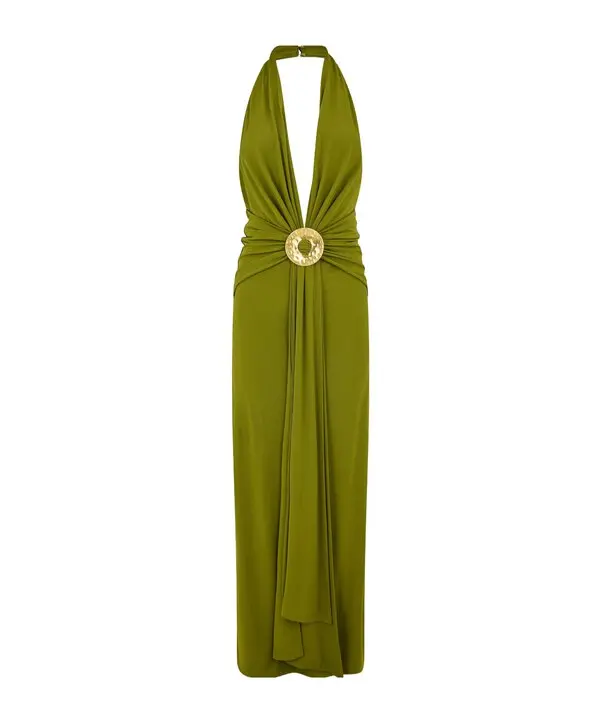 Cult Gaia Halter Neck Maxi Dress With Draped Front Detail - No