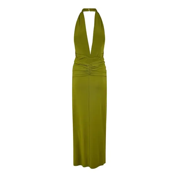 Cult Gaia Halter Neck Maxi Dress With Draped Front Detail