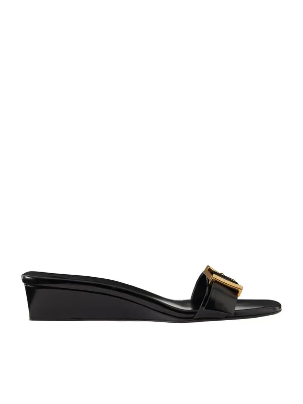 Khaite Smooth Leather Wedge Sandals With Buckle Detail