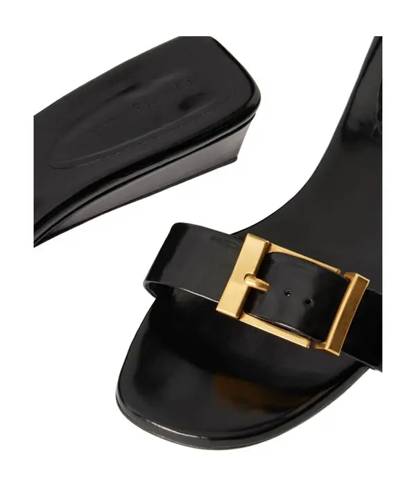 Khaite Smooth Leather Wedge Sandals With Buckle Detail
