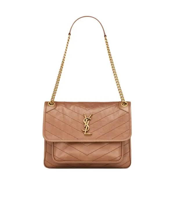 Saint Laurent Niki Medium In Vintage Leather - Light Caramel