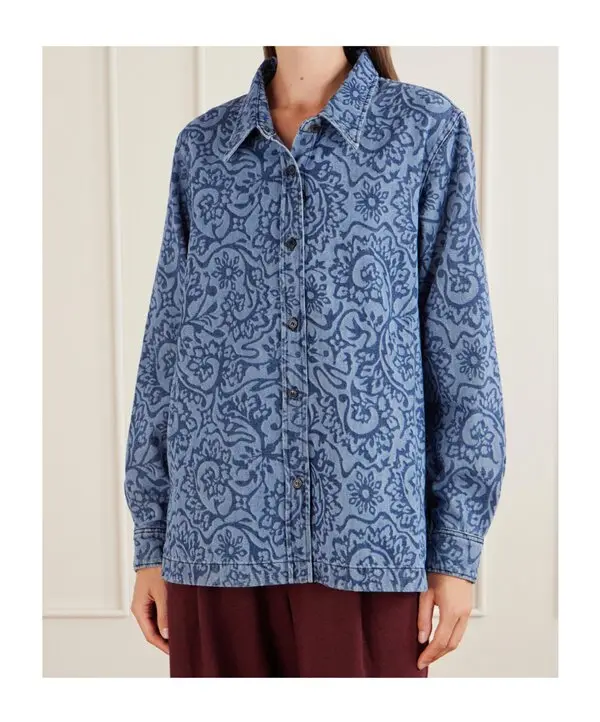 Dries Van Noten Abstract Print Denim Shirt