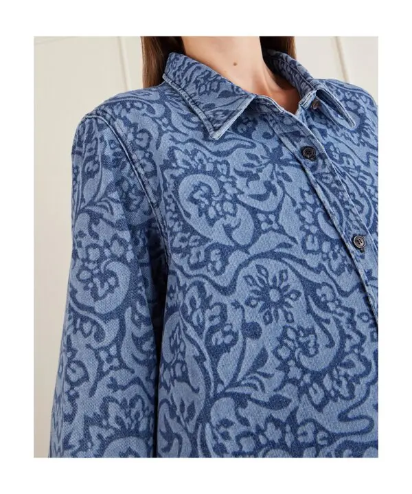 Dries Van Noten Abstract Print Denim Shirt