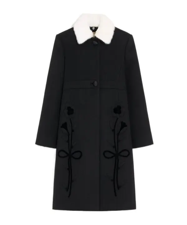 Valentino Garavani Embroidered Draped Coat