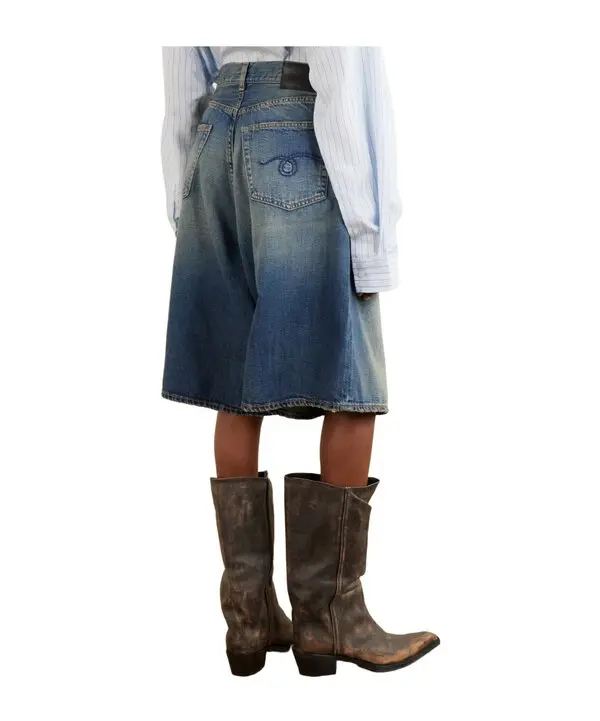 R13 Relaxed Fit Faded Denim Shorts