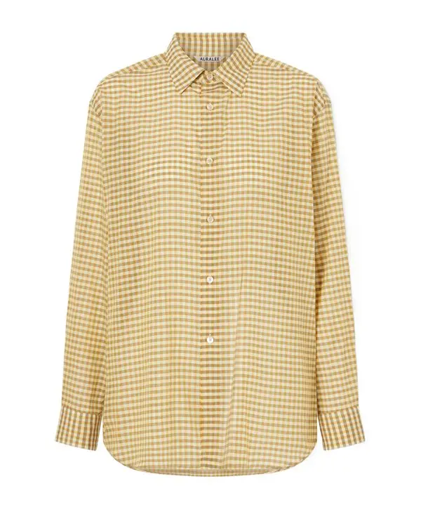 Auralee Plaid Longsleeve Shirt - Nude