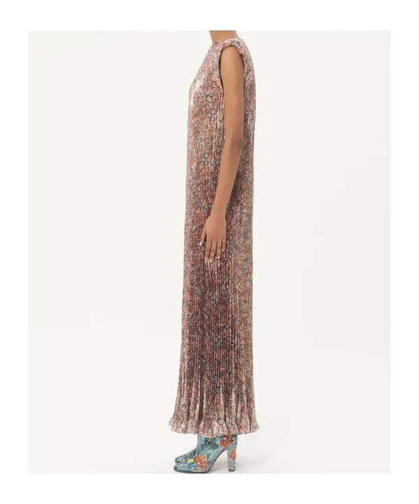 Valentino Garavani Pleated Midi Dress With Patterned Design