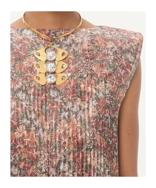 Valentino Garavani Pleated Midi Dress With Patterned Design