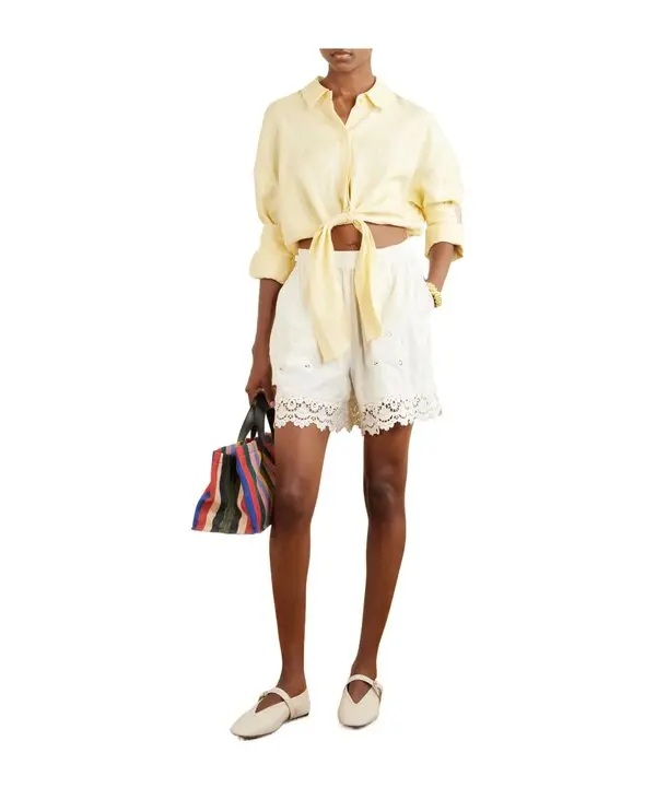 Staud Solid Knotted Linen Shirt