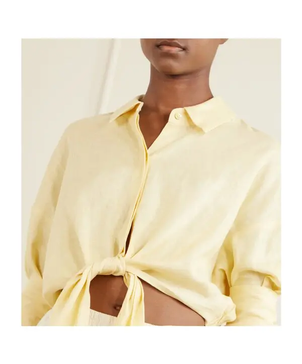 Staud Solid Knotted Linen Shirt