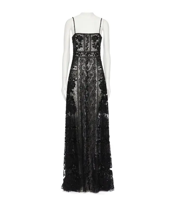 Valentino Garavani Embellished Spaghetti Strap Maxi Dress - Black