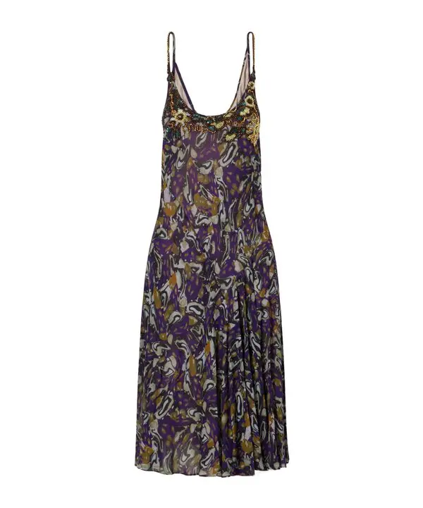 Dries Van Noten Embroidered Slip Dress - Black