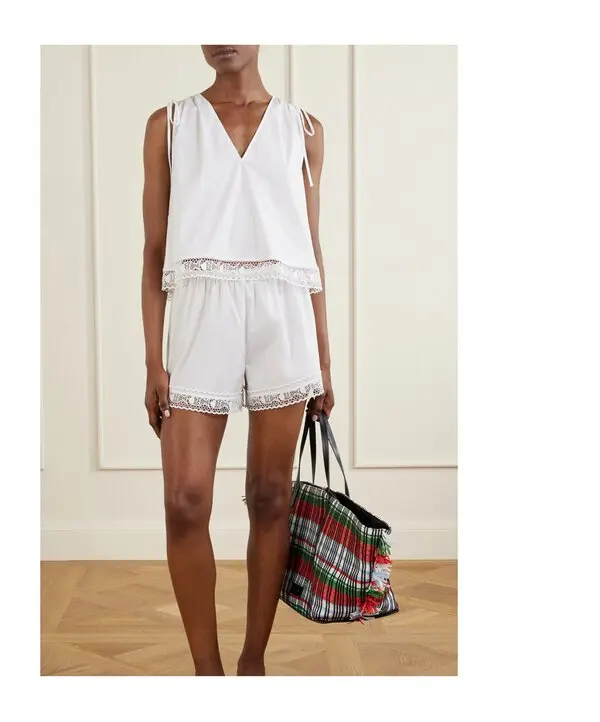 Staud Adolfo Brezza Embroidered Cotton-blend Shorts - No