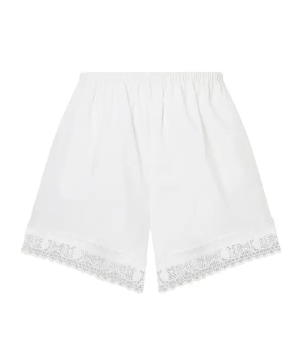 Staud Adolfo Brezza Embroidered Cotton-blend Shorts - White