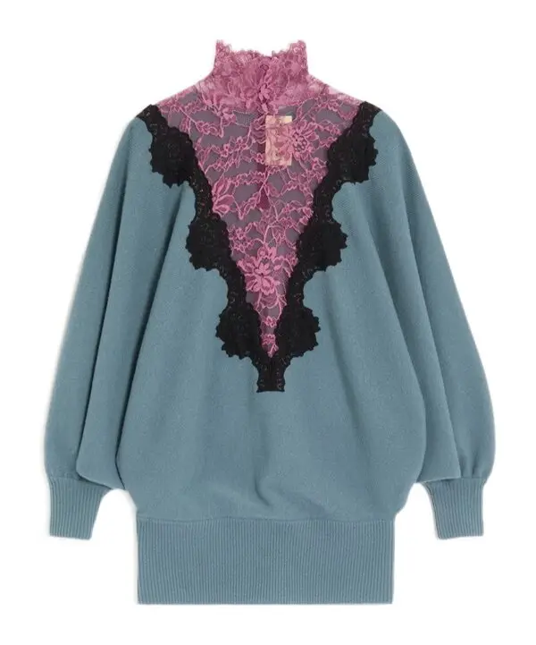 Valentino Garavani Long Sleeve Knitwear With Lace Accents