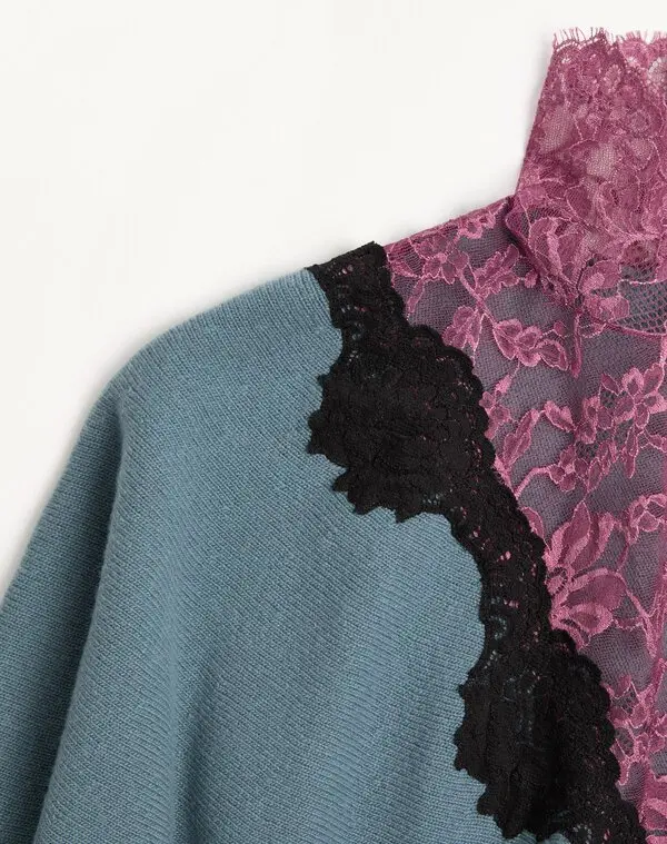 Valentino Garavani Long Sleeve Knitwear With Lace Accents