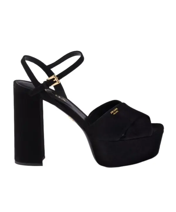 Prada Suede Platform Sandals - Black