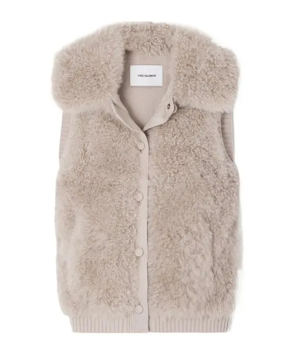 YVES SALOMON Wool-trimmed Shearling Gilet - Nude