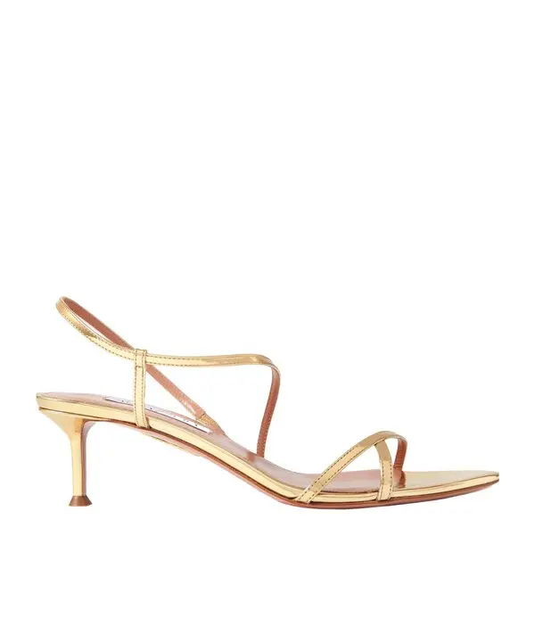 AQUAZZURA Metallic Leather Sandals - Nude