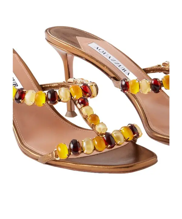 AQUAZZURA Crystal-embellished Leather Sandals