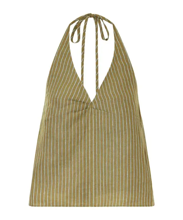 Staud Corso Striped Halter Top - Green