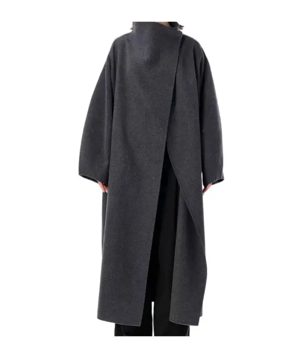 THE FRANKIE SHOP Leroy Funnel Neck Wool Coat - Dark Gray