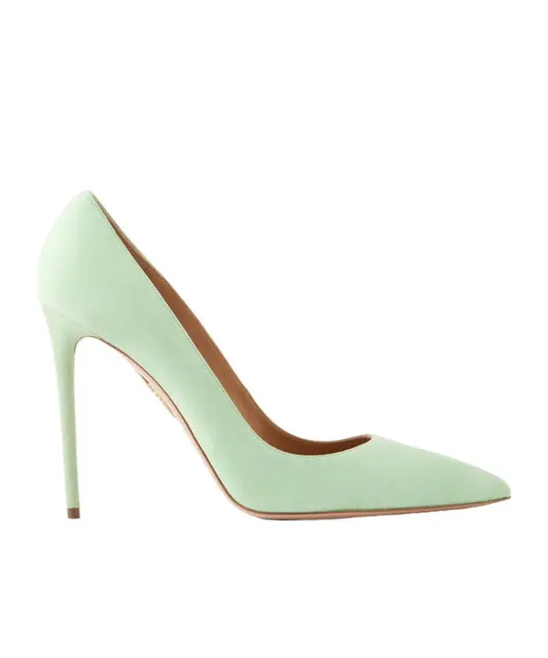 AQUAZZURA Purist 105 Suede Pumps - Green