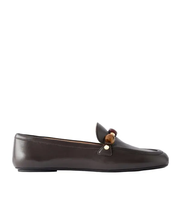 GIANVITO ROSSI Embellished Leather Loafers - Black