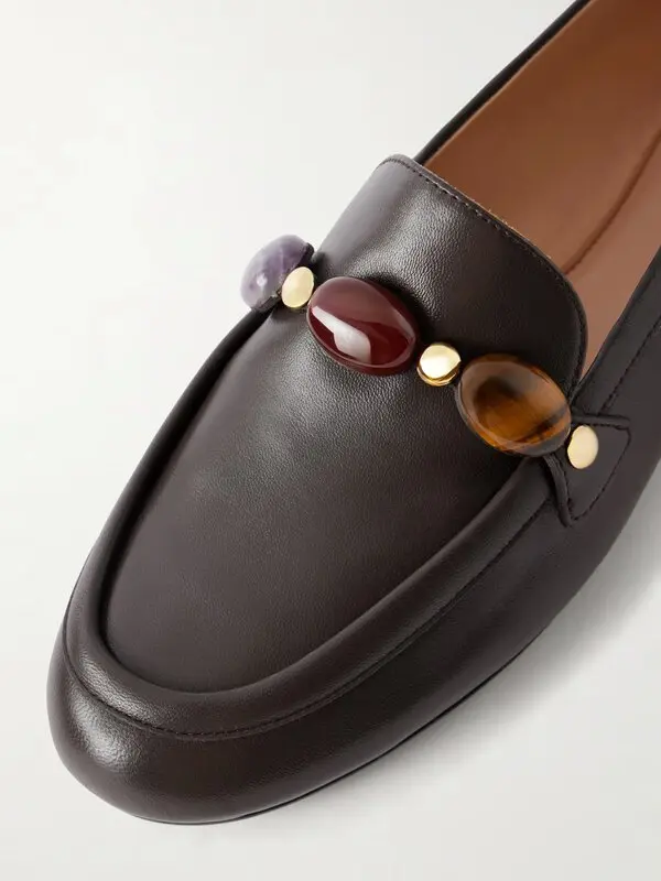 GIANVITO ROSSI Embellished Leather Loafers