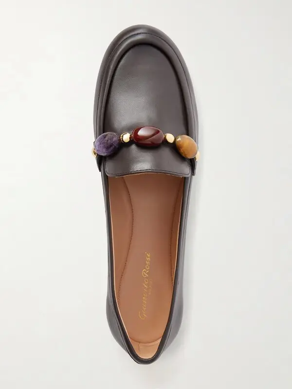 GIANVITO ROSSI Embellished Leather Loafers