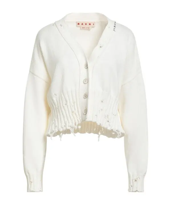Marni Solid Color Thin Knit Cardigan - White