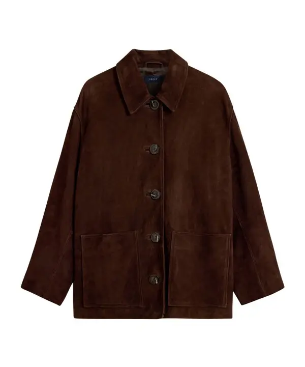 Soeur Solid Color Leather Jacket - Brown