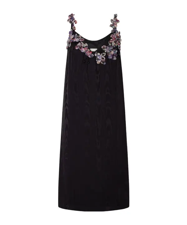 Dries Van Noten Embellished Slip Midi Dress - Black