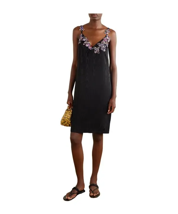 Dries Van Noten Embellished Slip Midi Dress
