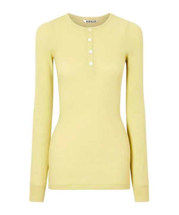 Auralee Ribbed-knit Cotton T-shirt