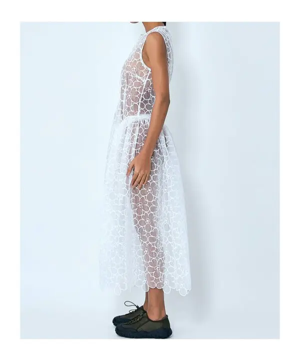 Cecilie Bahnsen Sleeveless Lace Midi Dress