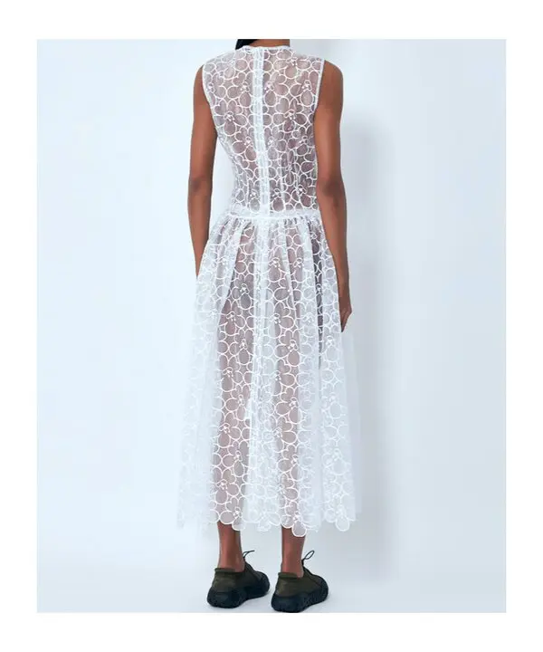Cecilie Bahnsen Sleeveless Lace Midi Dress