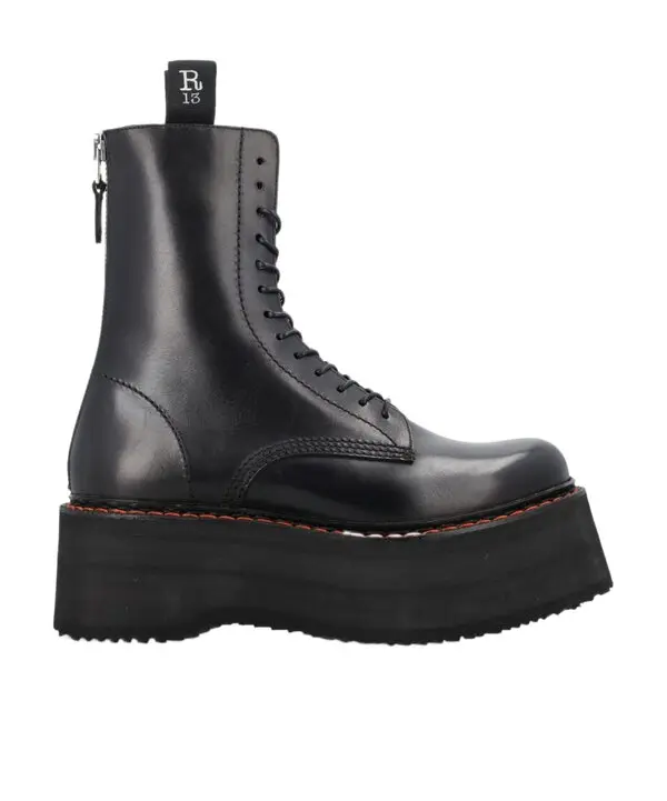 R13 Platform Ankle Boots - Black