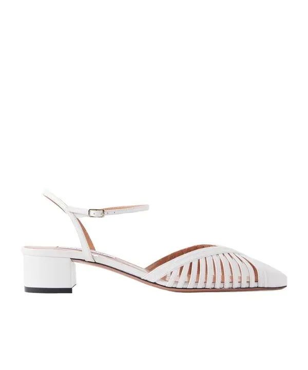 AQUAZZURA Solid Leather Sandals - White