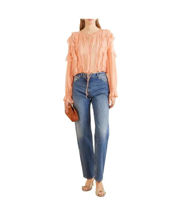 Ulla Johnson Delfina Cropped Ruffled Silk-crepon Blouse